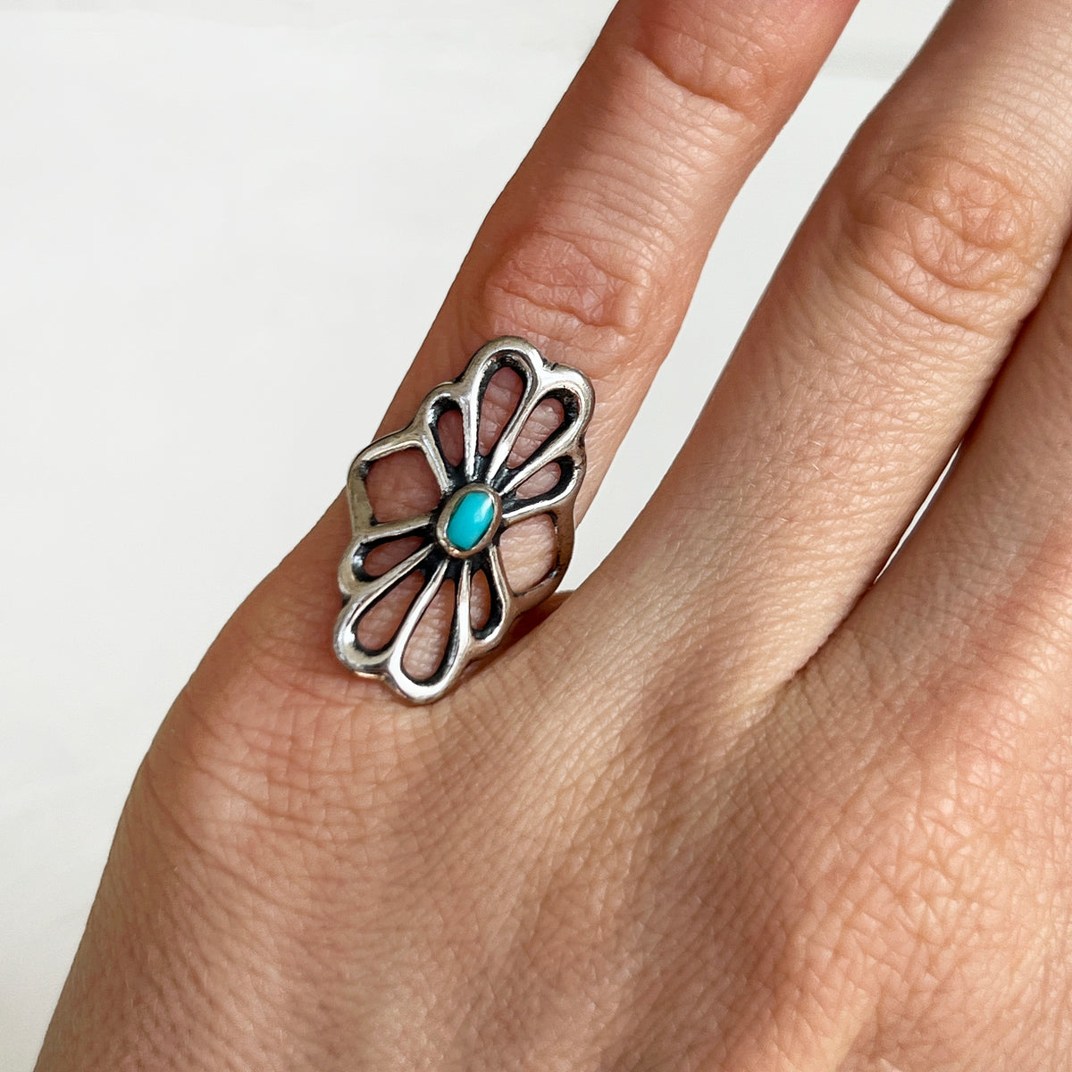 Sterling & Turquoise Flower Ring – Wilderhouse
