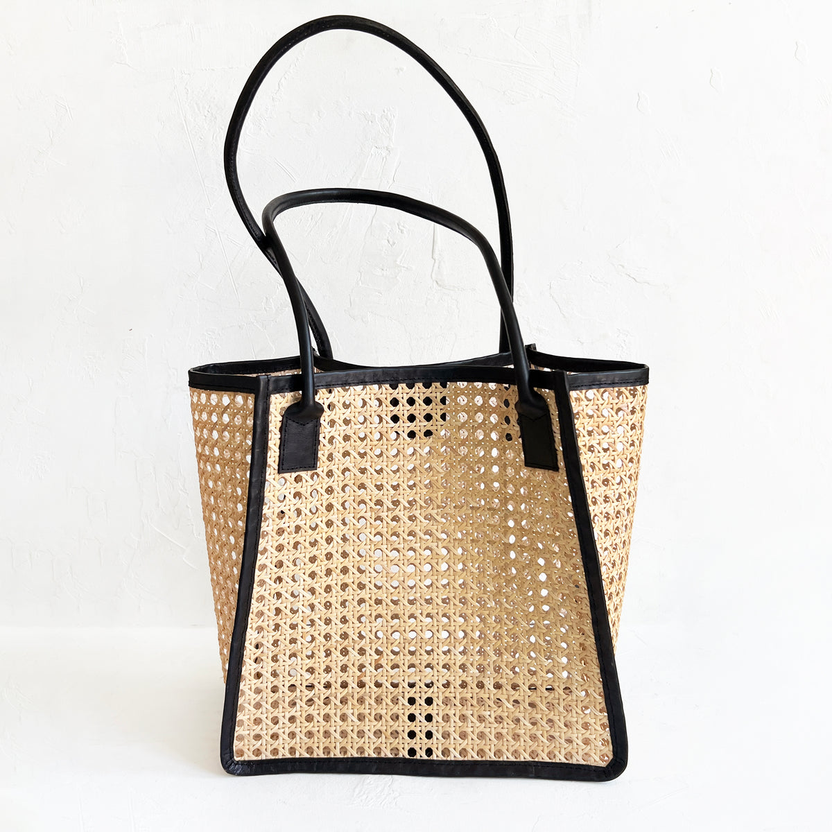 Citra Leather and Rattan Tote Bag in Black – Wilderhouse